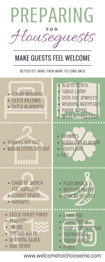8 Steps to Preparing for Houseguests - I Choose Me